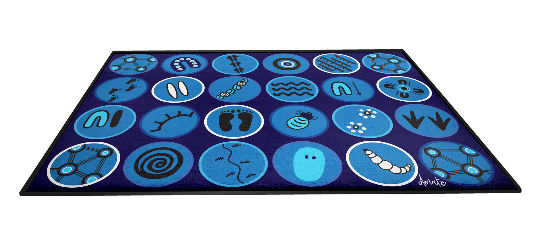 Indigenous Classroom Seating Mat - Traditional Symbols Blue
